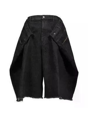 LỰU ĐẠN Cut-off Wide-fit Shorts - Black