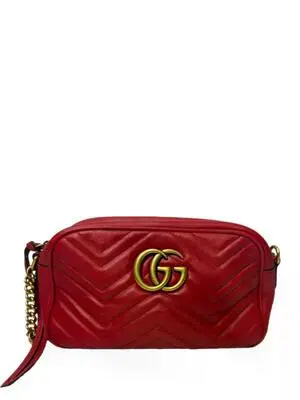 Gucci Marmont Quilted Shoulder Bag - Red