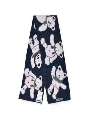 MAGLIANO Orsetti Jacquard-knit Bear-motif Scarf - Blue