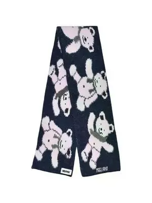 MAGLIANO Orsetti Jacquard-knit Bear-motif Scarf - Blue