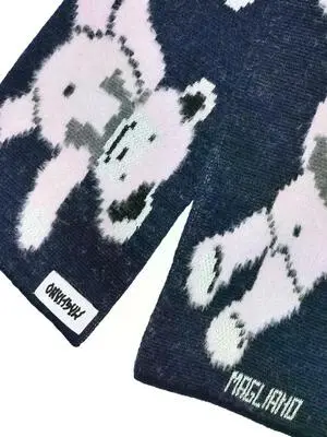 MAGLIANO Orsetti Jacquard-knit Bear-motif Scarf - Blue