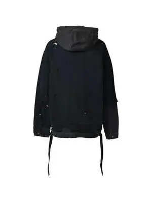 D HYGEN Distressed Denim-panel Hoodie