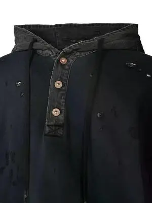 D HYGEN Distressed Denim-panel Hoodie