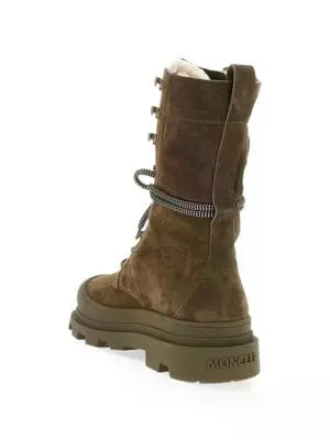 Moncler Vera High Suede & Shearling Lace-up Boots