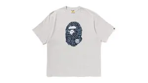 A BATHING APE Wild Leopard Pattern Ape Head Relaxed Fit Tee Shirt - Grey