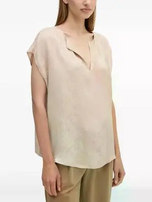 Sisley V-neck Snake-pattern Blouse - Pink