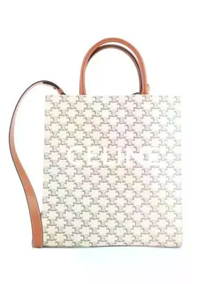 Celine Vertical Cabas Triomphe Coated Canvas Medium Tote Bag - Neutrals