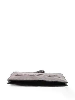 Gucci Monogram Gg Coated Canvas Logo Wristlet Zip Pouch