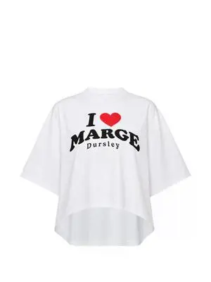 DOUBLET I Love Marge Dursley Print Asymmetric T-shirt - White