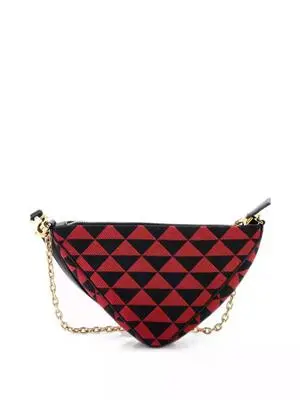 Prada Symbole Triangle Bag Leather And Jacquard Mini Shoulder Bag - Red