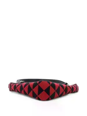 Prada Symbole Triangle Bag Leather And Jacquard Mini Shoulder Bag - Red