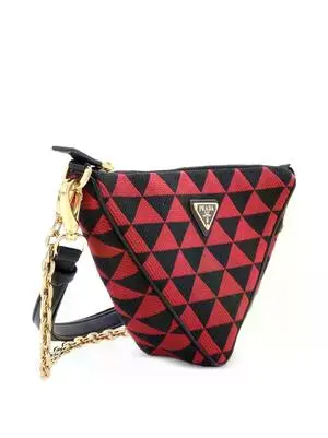 Prada Symbole Triangle Bag Leather And Jacquard Mini Shoulder Bag - Red