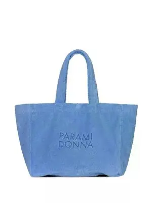 PARAMIDONNA Terry-cloth Logo-embroidered Tote Bag - Blue