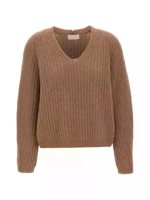 Hemisphere V-neck Cable-knit Sweater