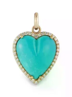 STORROW JEWELRY Large Alana Turquoise Diamond Heart Charm - Gold