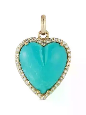 STORROW JEWELRY Large Alana Turquoise Diamond Heart Charm - Gold