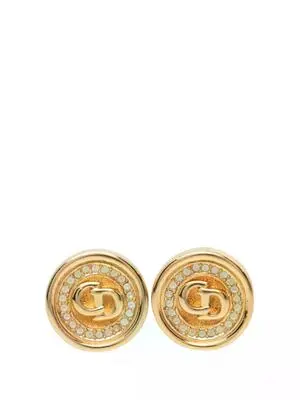 Dior 20th Century Plated Strass Cd Logo Clip On Earrings - Gold