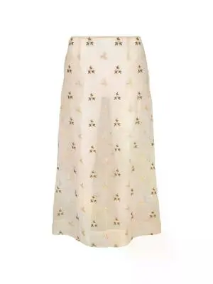 Simone Rocha Rosebud Embroidered Tulle Midi Skirt