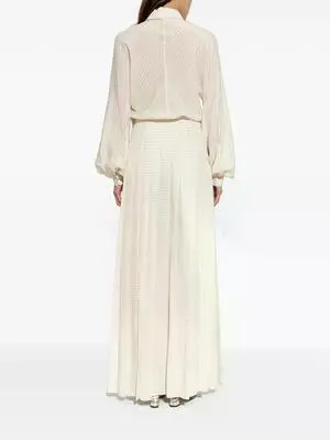 Fendi Ivory Silk Crêpe Pleated Shirt Dress
