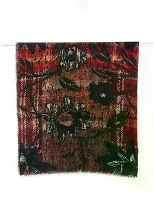 SGOMBERO CANTINE Floral-print Fringed Scarf - Red