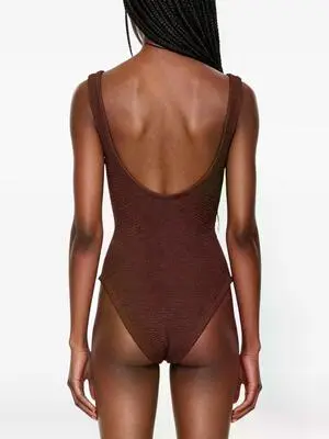 Hunza G Celine Ring-detail Crinkle Swimsuit - Brown