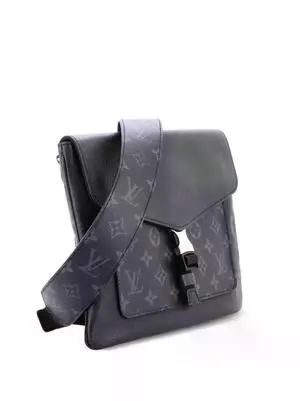 LOUIS VUITTON Outdoor Flap Messenger Monogram Taigarama Crossbody Bag - Black