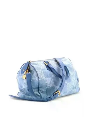 LOUIS VUITTON Speedy Bandouliere Bag 3d Damier Giant Denim Satchel - Blue