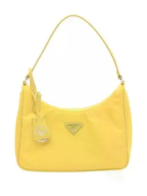 Prada Saffiano Trimmed Tessuto Re-edition 2005 Shoulder Bag - Yellow
