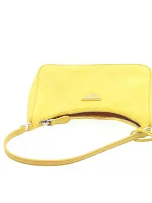 Prada Saffiano Trimmed Tessuto Re-edition 2005 Shoulder Bag - Yellow