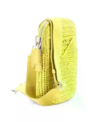 Prada Zip Phone Holder Raffia Crossbody Bag