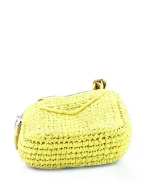 Prada Zip Phone Holder Raffia Crossbody Bag