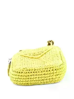 Prada Zip Phone Holder Raffia Crossbody Bag - Green