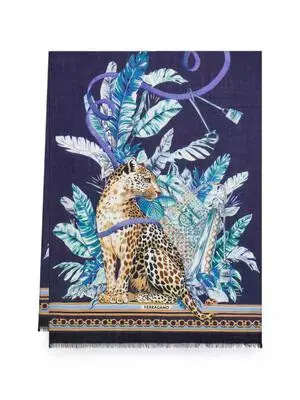 FERRAGAMO Feline-print Pure-wool Stole