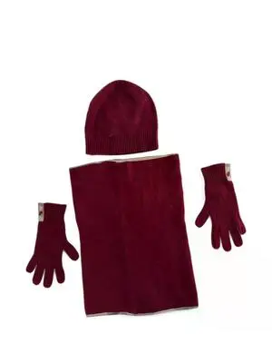 Burberry Rib-knit Cashmere Beanie Hat, Scarf, And Gloves Set