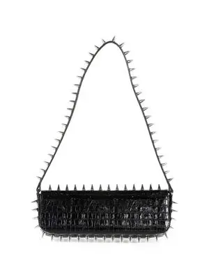 ABRA Spike-embellished Crocodile-effect Leather Shoulder Bag