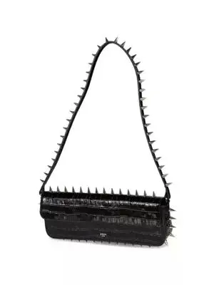 ABRA Spike-embellished Crocodile-effect Leather Shoulder Bag