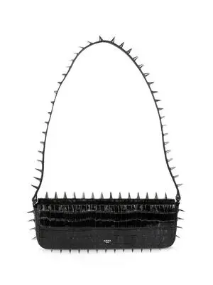 ABRA Spike-embellished Crocodile-effect Leather Shoulder Bag