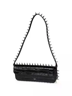 ABRA Spike-embellished Crocodile-effect Leather Shoulder Bag