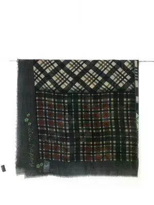 SGOMBERO CANTINE Checked Fringed Scarf - Grey
