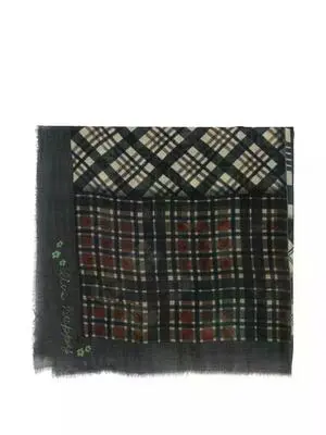 SGOMBERO CANTINE Checked Fringed Scarf - Grey