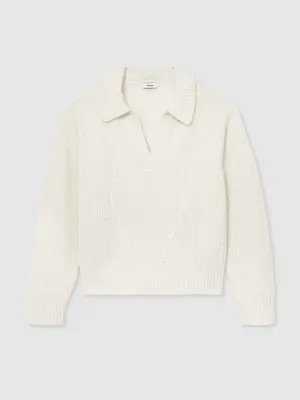 REISS Lindy Wool-cashmere Cable-knit Detail Jumper - Cream