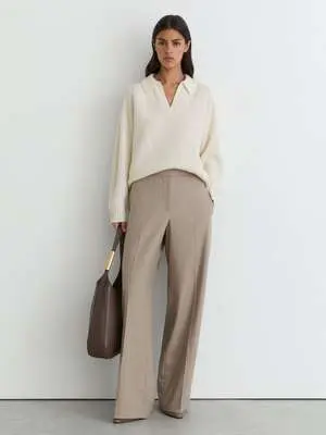 REISS Lindy Wool-cashmere Cable-knit Detail Jumper - Cream