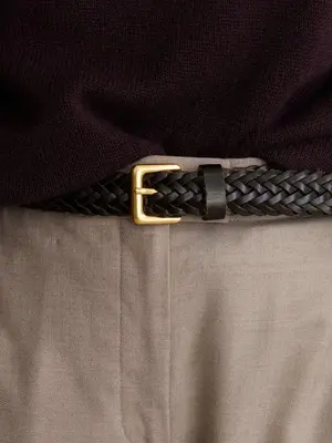 REISS Pippa Slim Woven Leather Belt