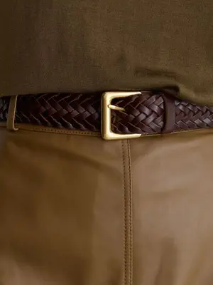 REISS Penelope Leather Woven Belt