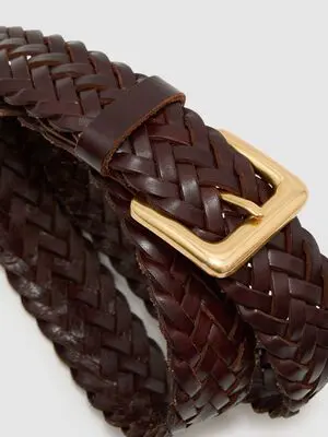 REISS Penelope Leather Woven Belt