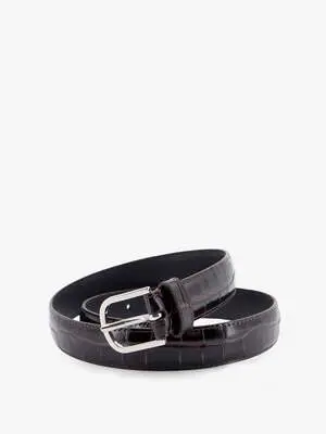 TOTEME Slim Croco-embossed Leather Belt