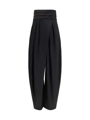 Alaïa Rounded Tuxedo Wool Pants - Black
