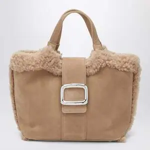 ROGER VIVIER Viv' Choc Mini Leather Shopping Bag - Cream