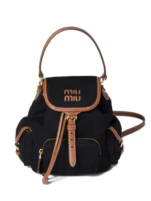 Miu Miu Canvas And Leather Medium Backpack - Multicolor