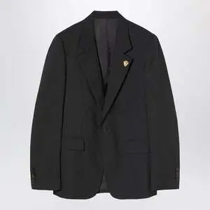 Gucci Single-breasted Gg Wool Jacket - Black